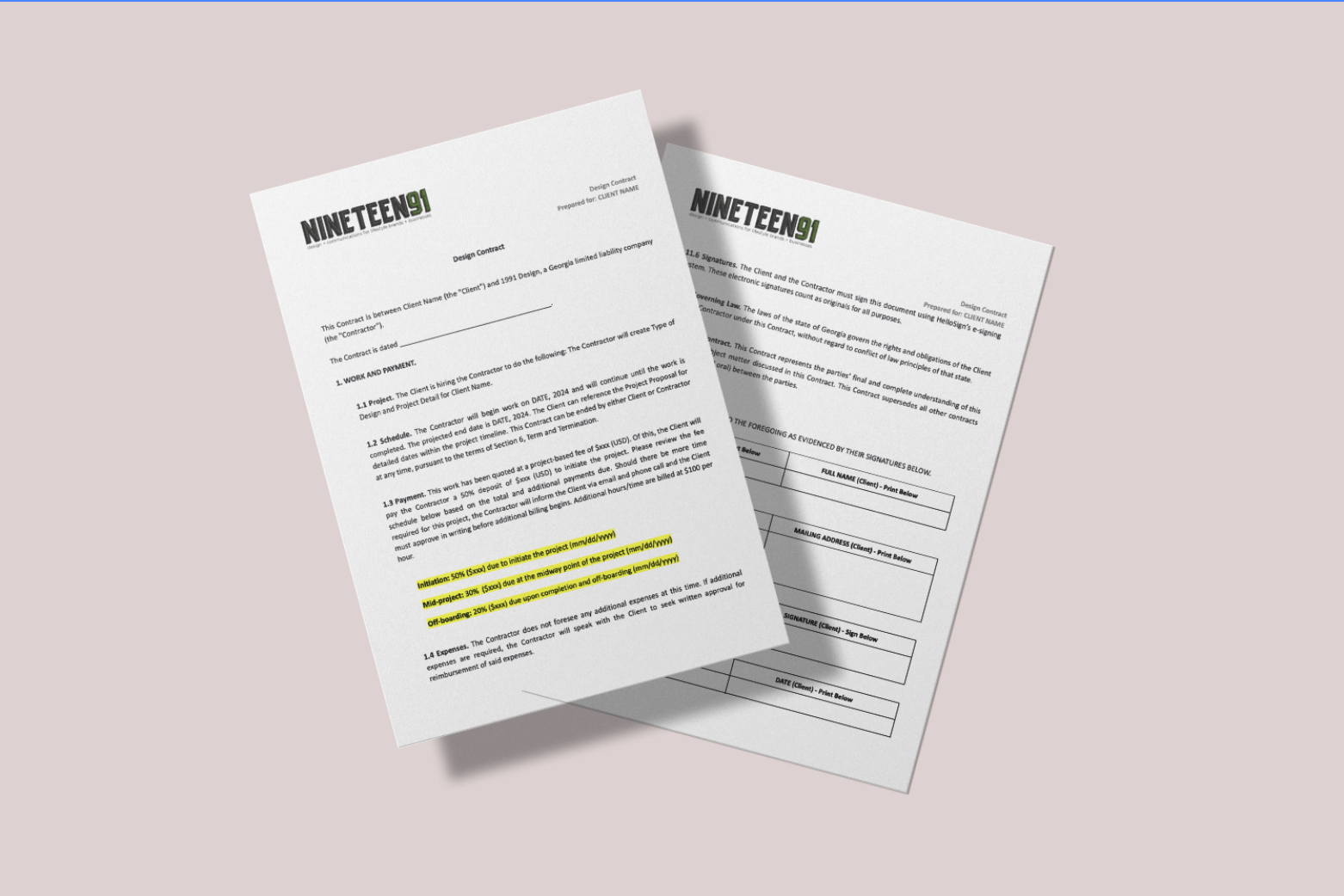 Design Contract Template - 1991 Design